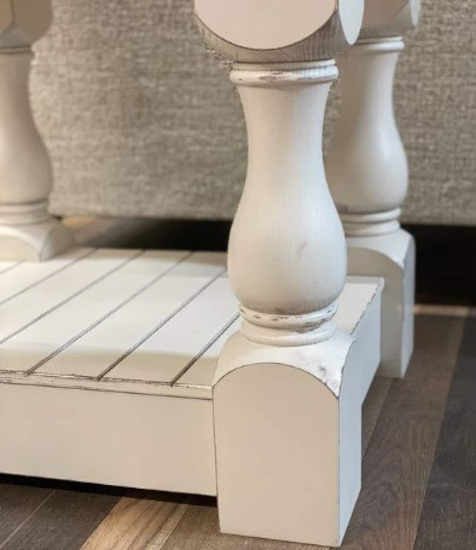 Rustic Baluster Farmhouse End Table Ivory Distressed - Etsy
