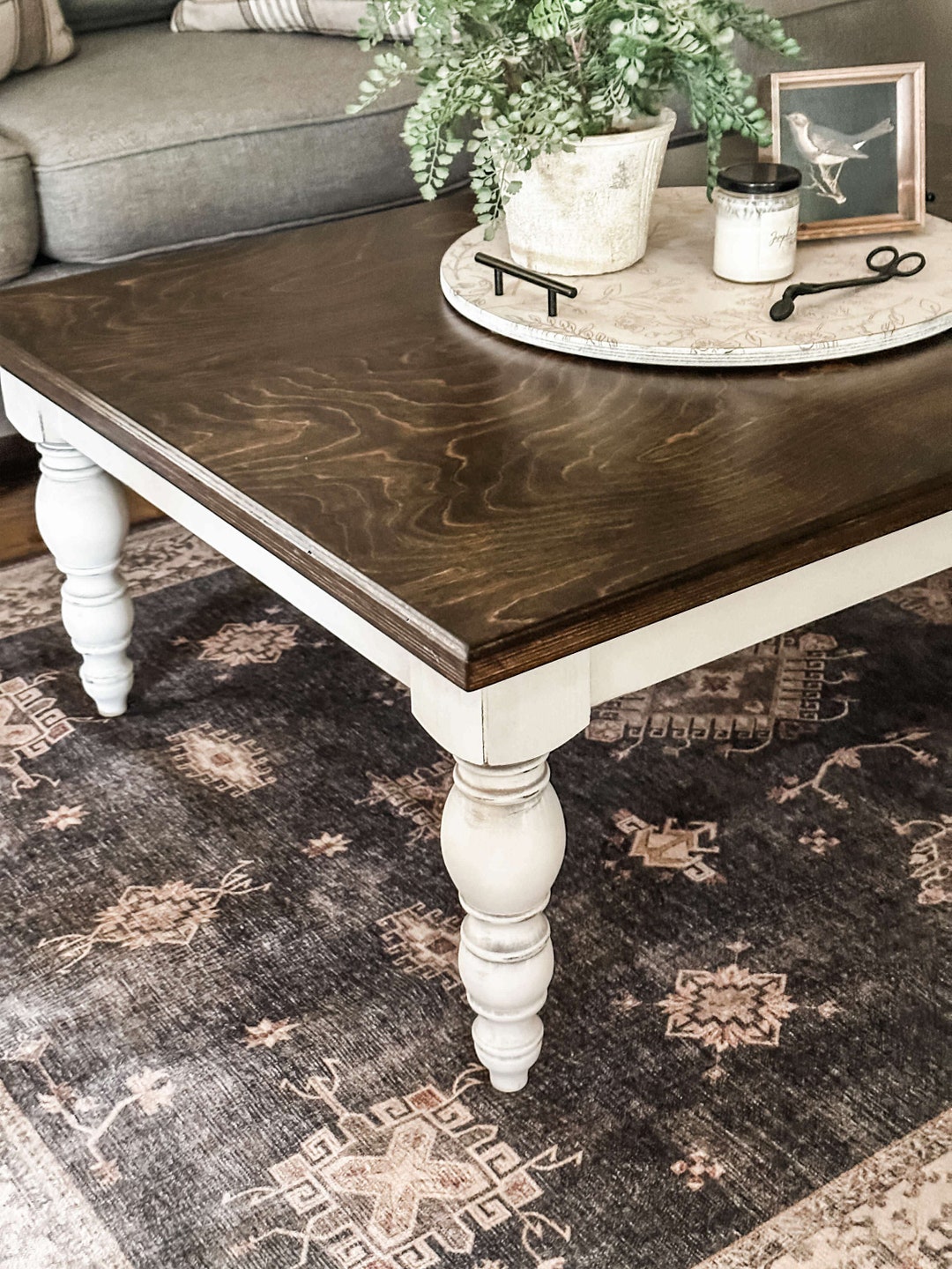 Free Shipping, Farmhouse Coffee Table, Baluster Coffee Table, Farmhouse ...