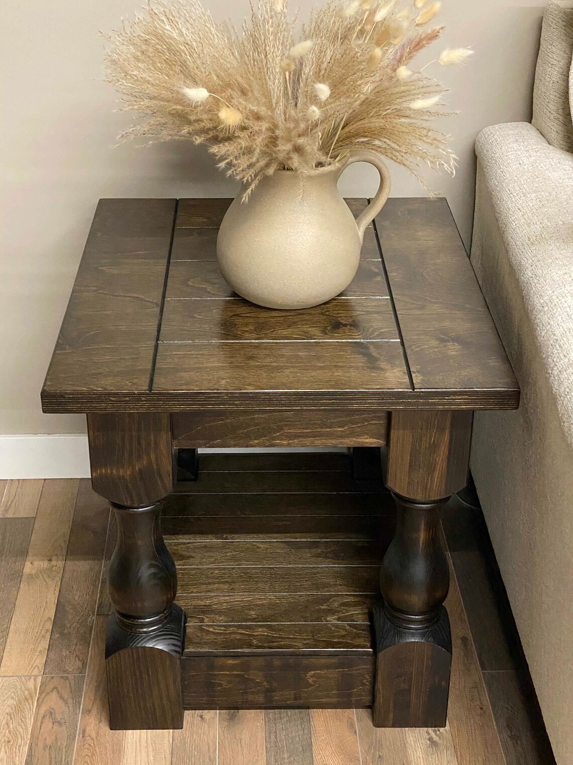 Rustic Baluster Farmhouse End Table in Full Stain - Etsy