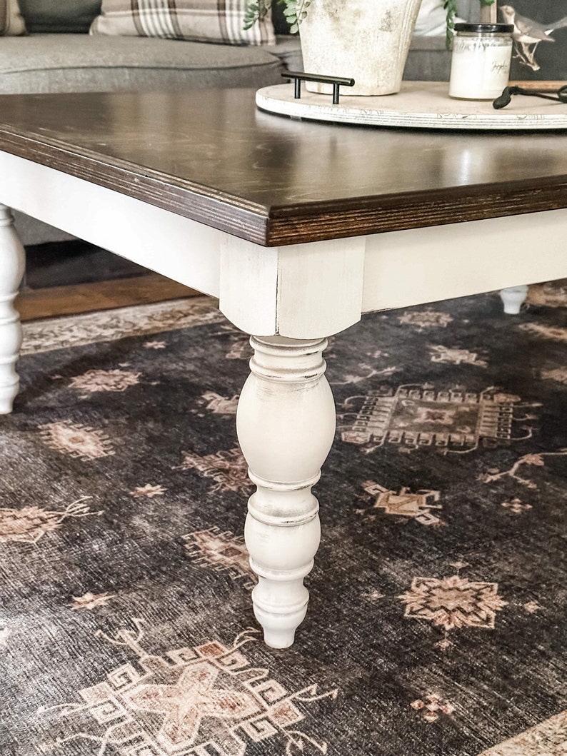 Free Shipping, Farmhouse Coffee Table, Baluster Coffee Table, Farmhouse ...