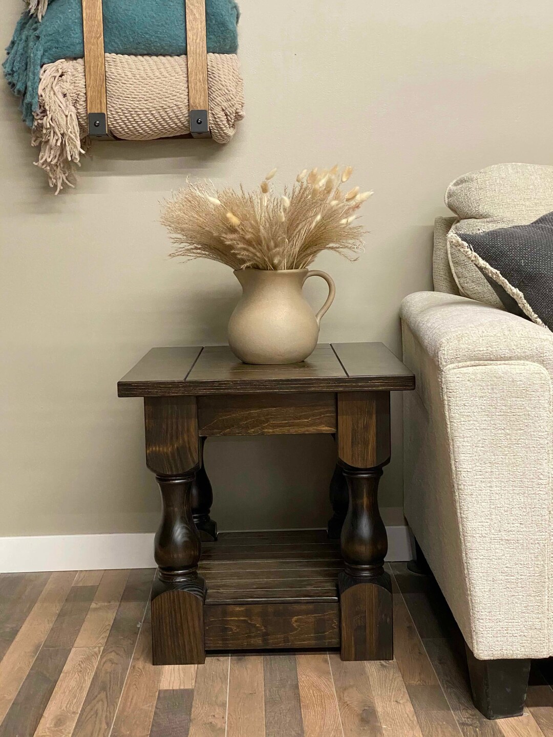 Rustic Baluster Farmhouse End Table in Full Stain - Etsy