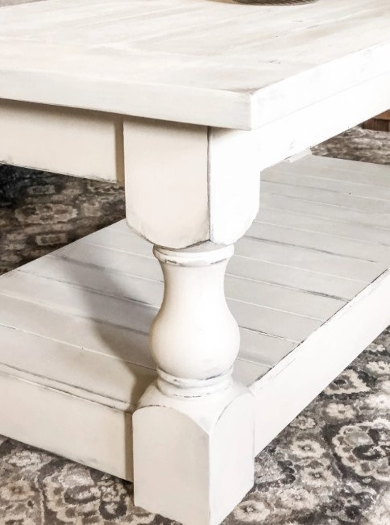 Rustic Baluster Farmhouse Coffee Table Distressed Rectangle ...