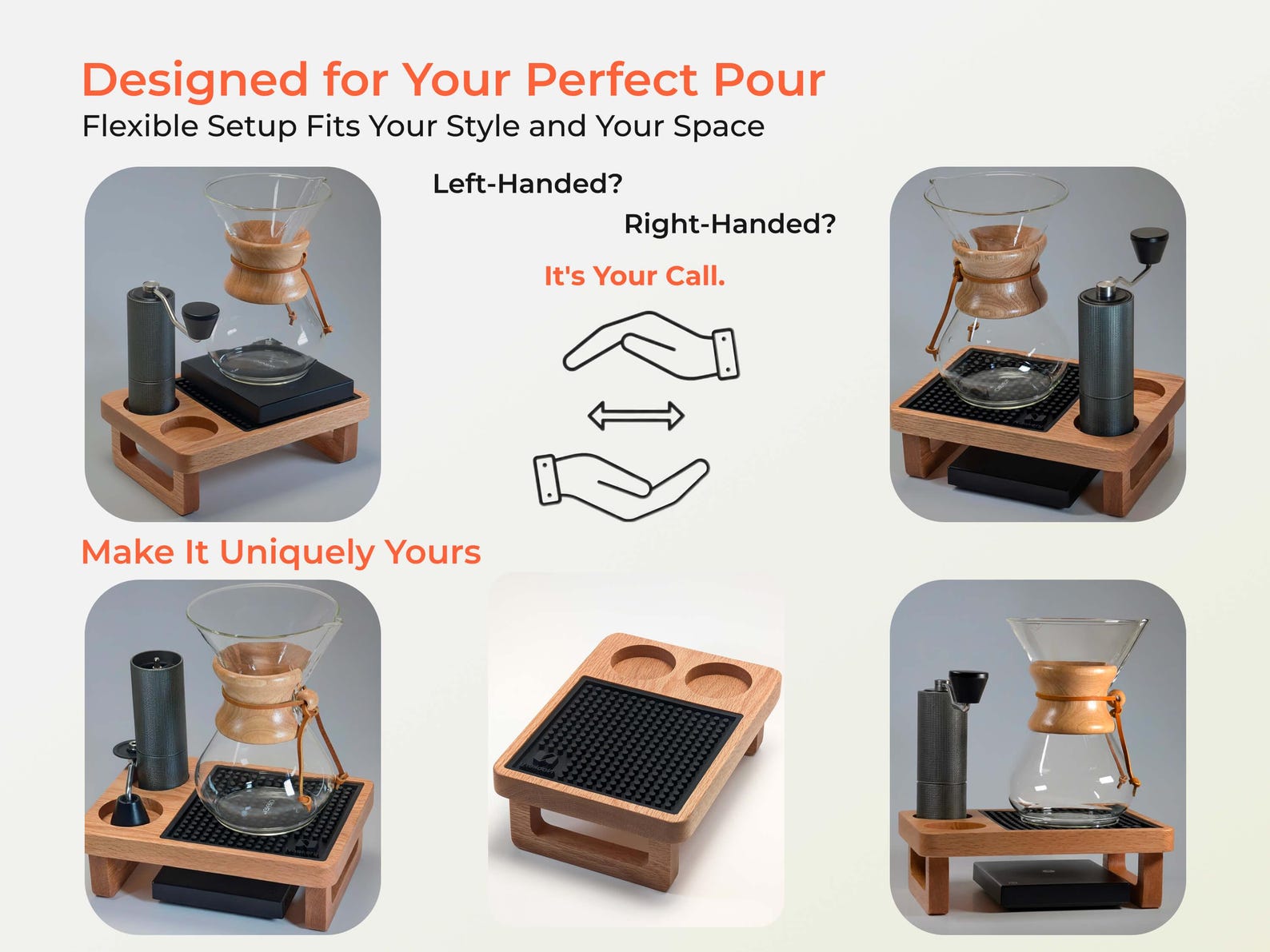 Pour Over Coffee Station Organizer Wood Display Riser, for Pour Over ...