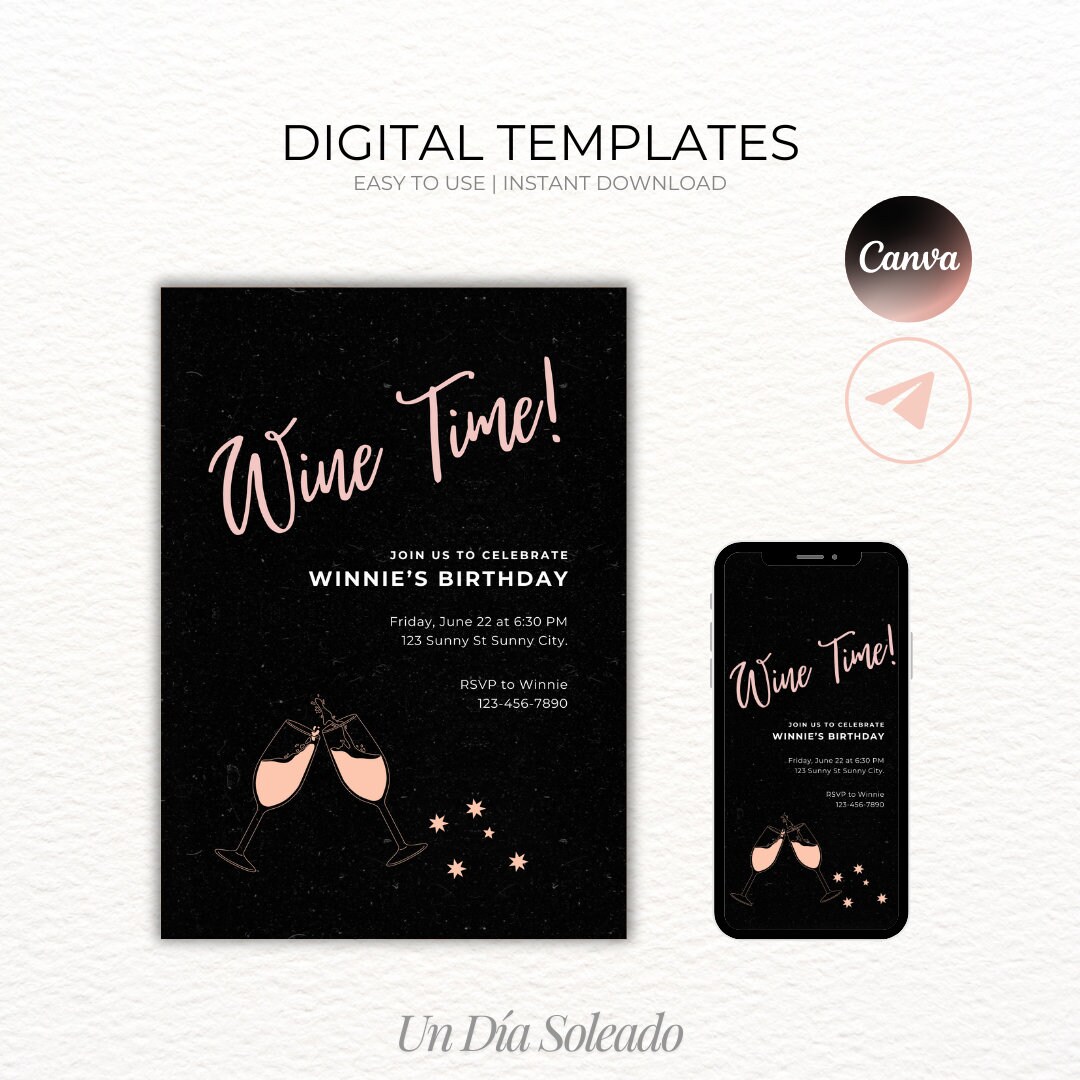 Wine Party Invite Template - Etsy