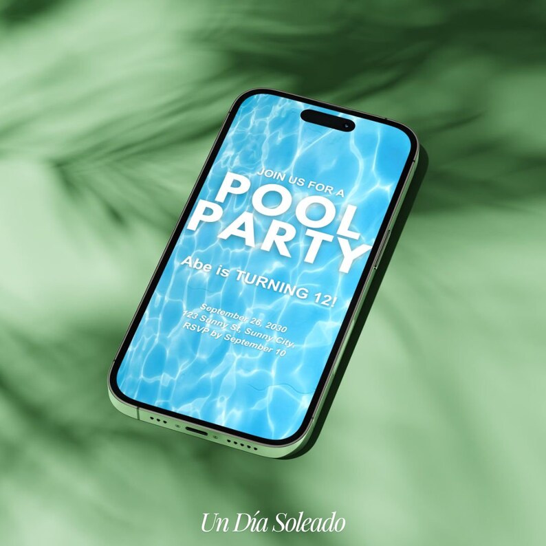 12th Birthday, 12th Birthday Invite, Pool Party Birthday Invite, Pool ...