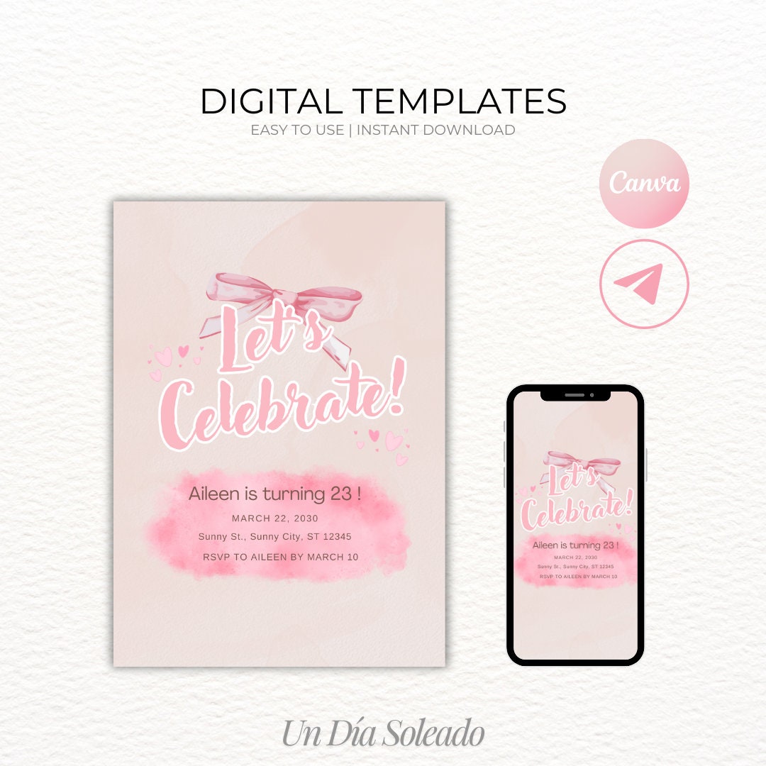 23rd Birthday Invitation Templates - Etsy