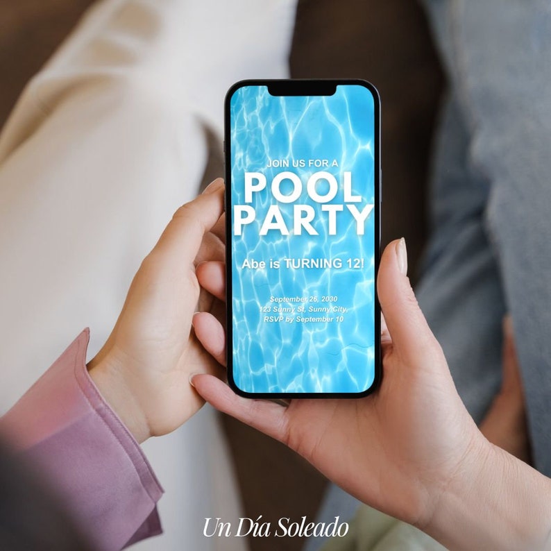 12th Birthday, 12th Birthday Invite, Pool Party Birthday Invite, Pool ...