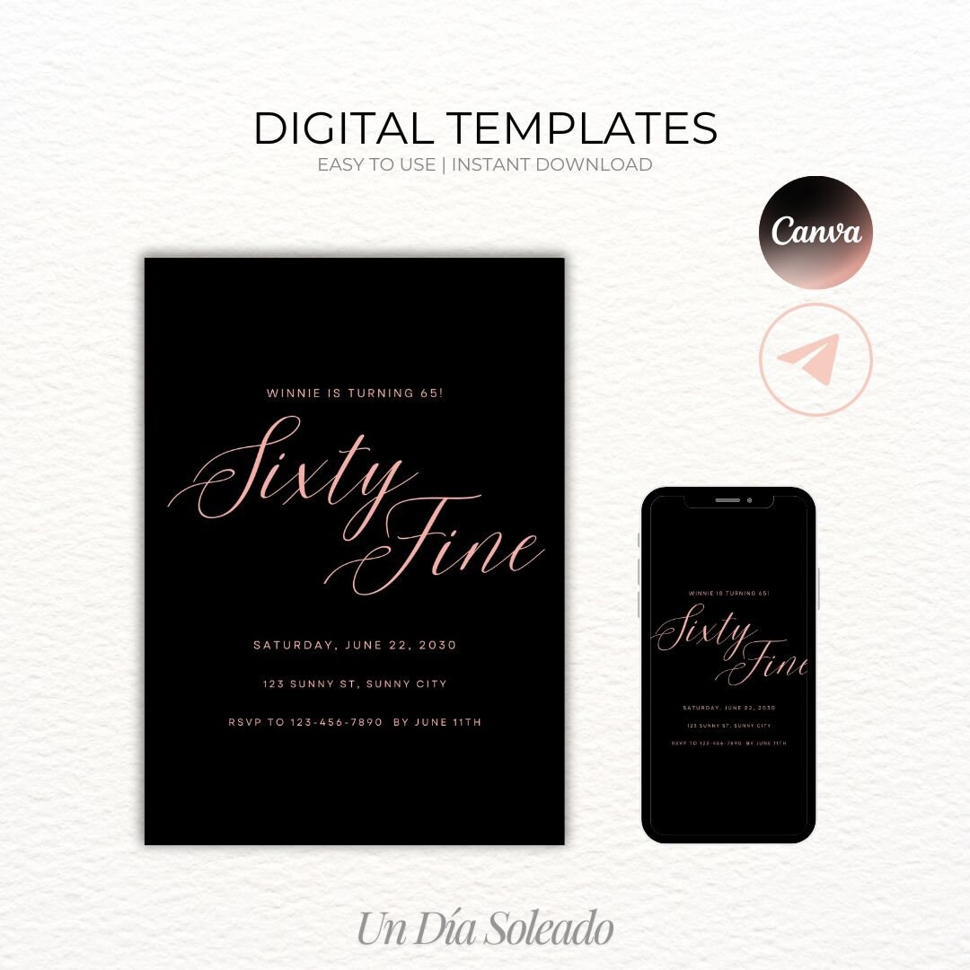 65th Birthday Invitation Templates - Etsy