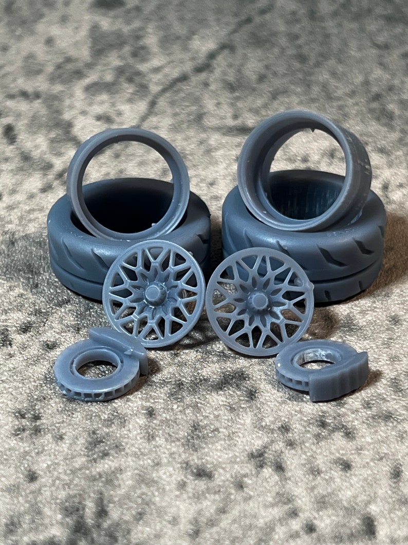 1/24 Scale Resin 3d Printed “snowflake” Style Model Car Wheel Set - Etsy