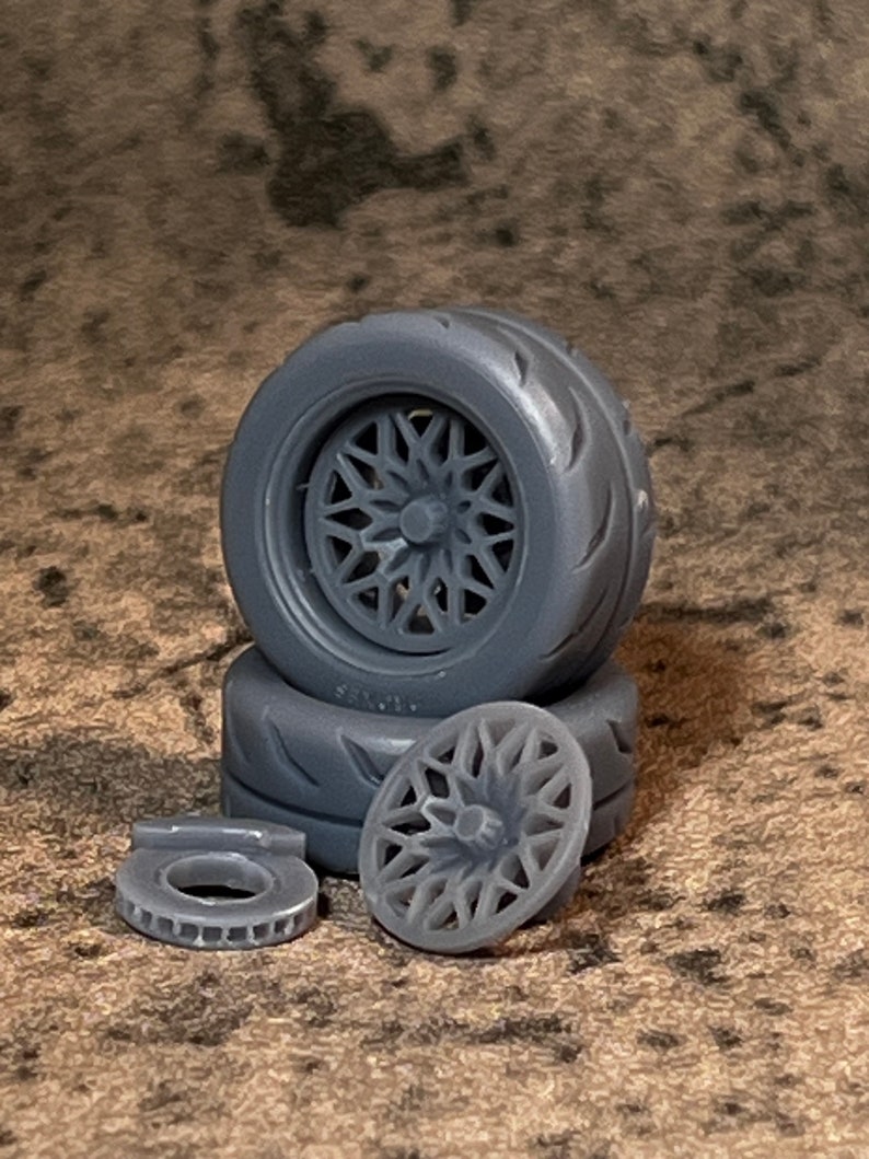 1/24 Scale Resin 3d Printed “snowflake” Style Model Car Wheel Set - Etsy