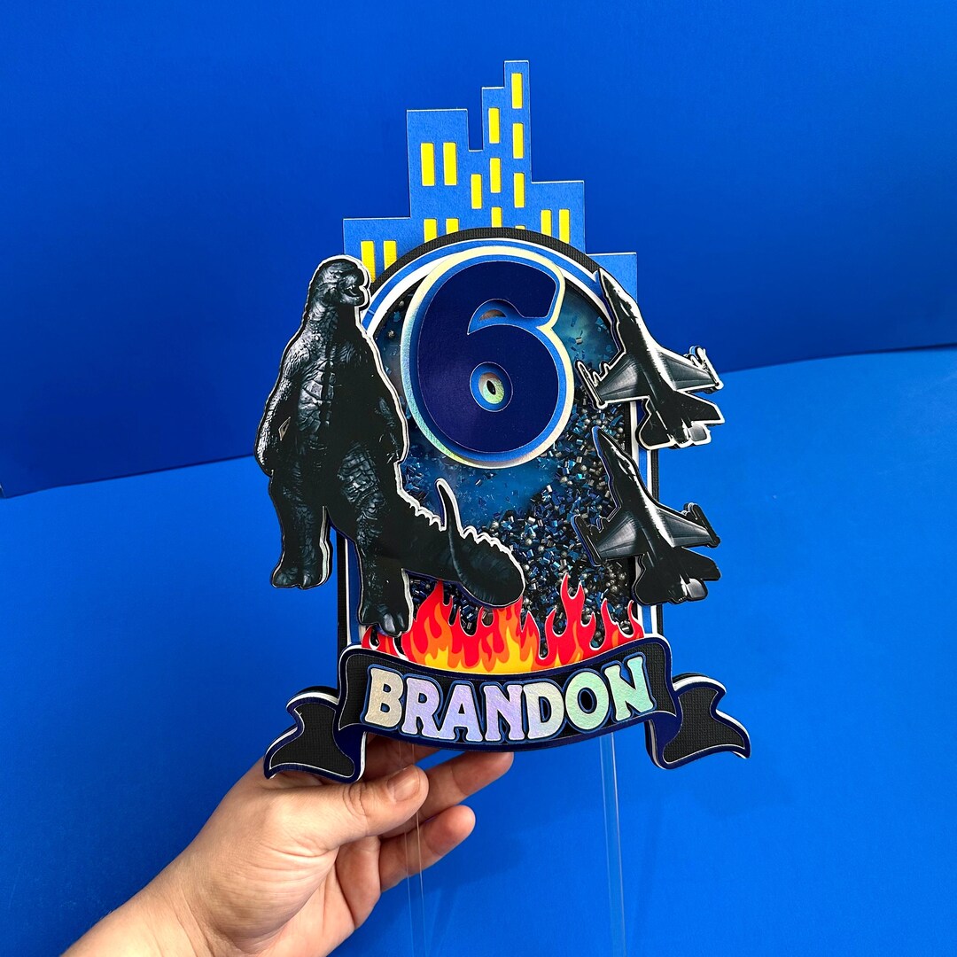 Godzilla Cake Topper, Personalized Godzilla Cake Topper, Godzilla Party ...
