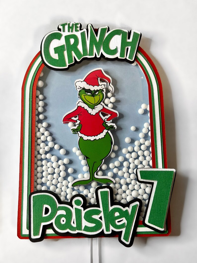 THE GRINCH CAKETOPPER, Shaker Cake Topper, Arch Cake Topper, Christmas ...