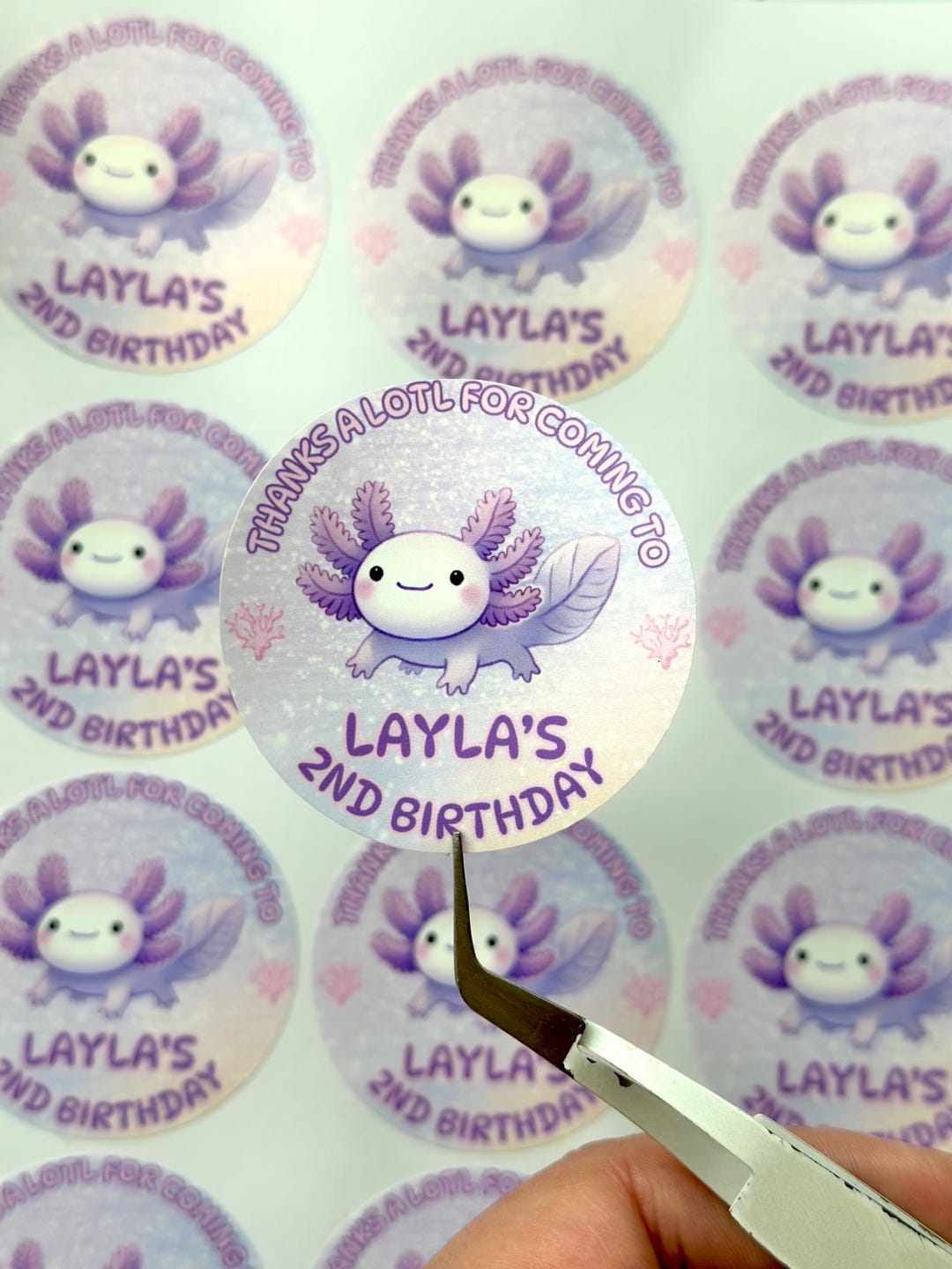 Axolotl Personalized Stickers, Axolotl Stickers, Axolotl Birthday Party ...