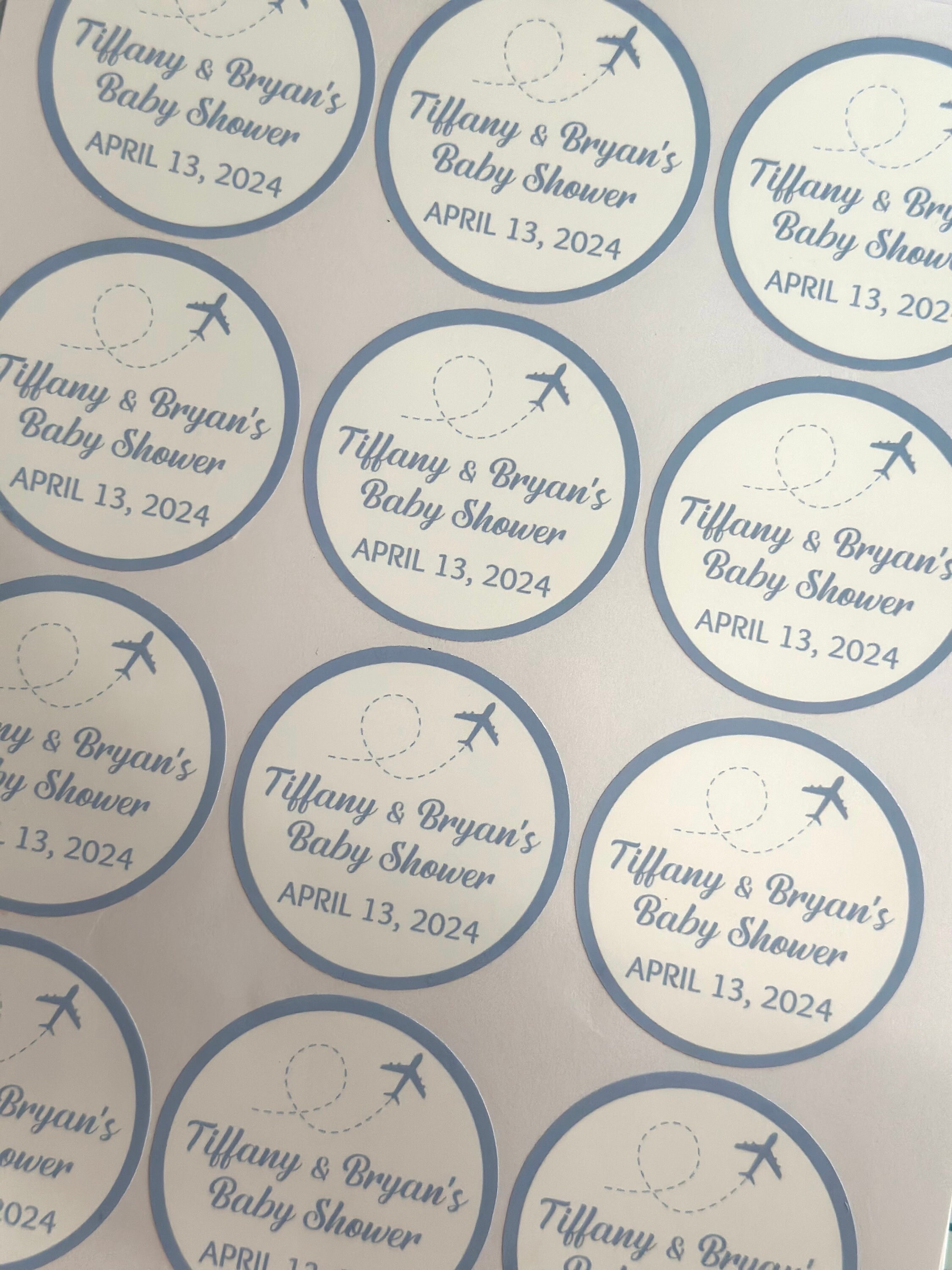 12 Airplane Theme Stickers, Airplane Baby Shower, Blue Airplane Party ...