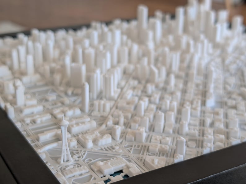Framed Seattle 3D City Map: Modern Skyline Art Gift - Premium Edition ...