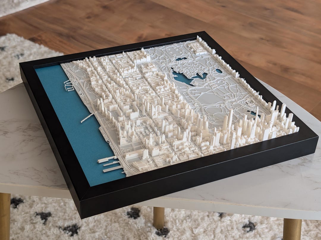 Framed 3D Upper West Side NYC Map: Manhattan Wall Art - Etsy