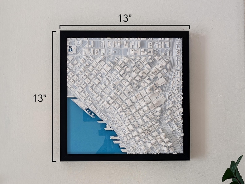 Framed Seattle 3D City Map: Modern Skyline Art Gift - Premium Edition ...