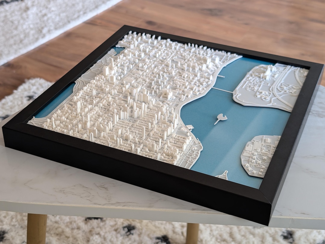 Framed 3D Map Art: NYC Upper East Side North Half - Etsy