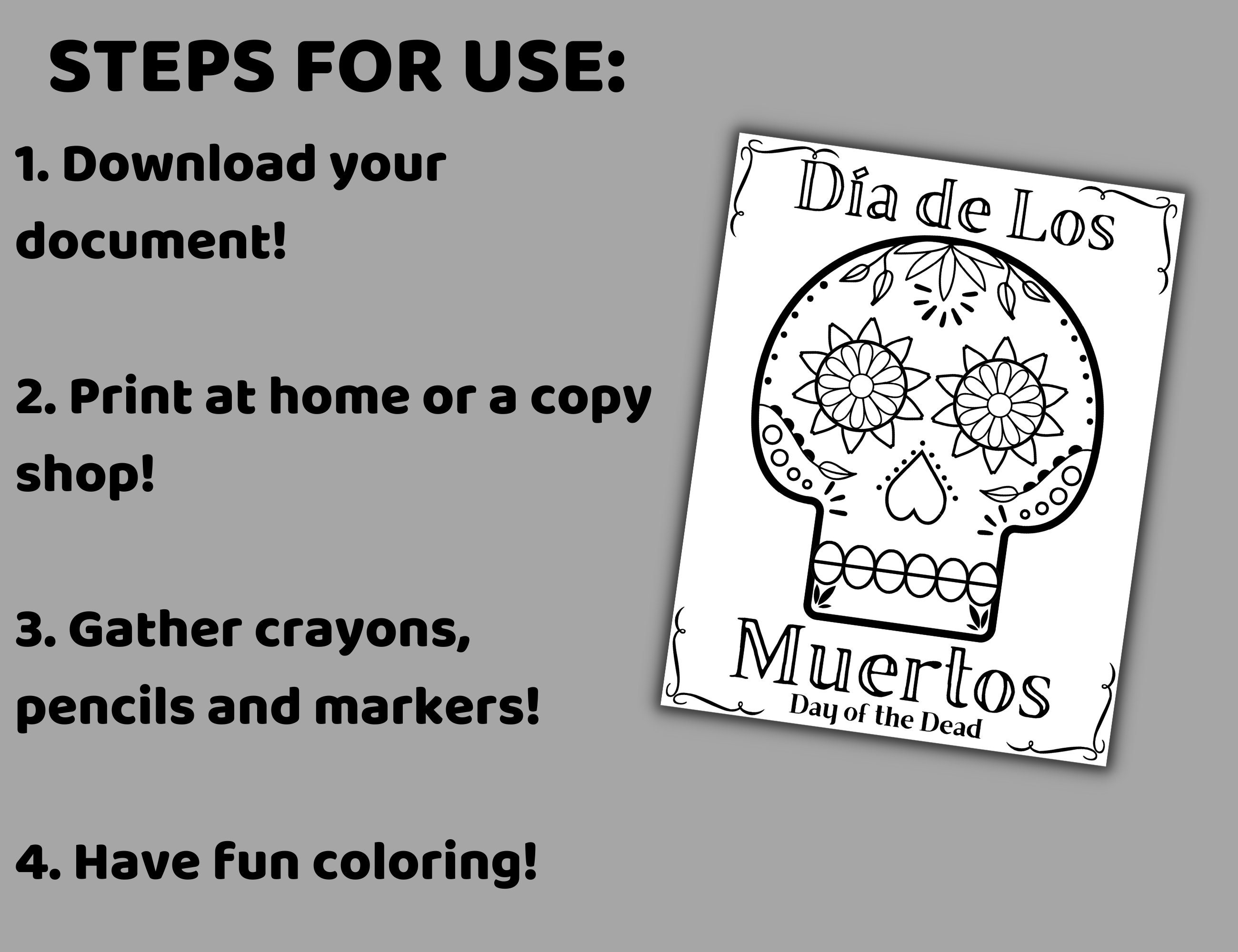 Día De Los Muertos Coloring Page / Day of the Dead Printable - Etsy