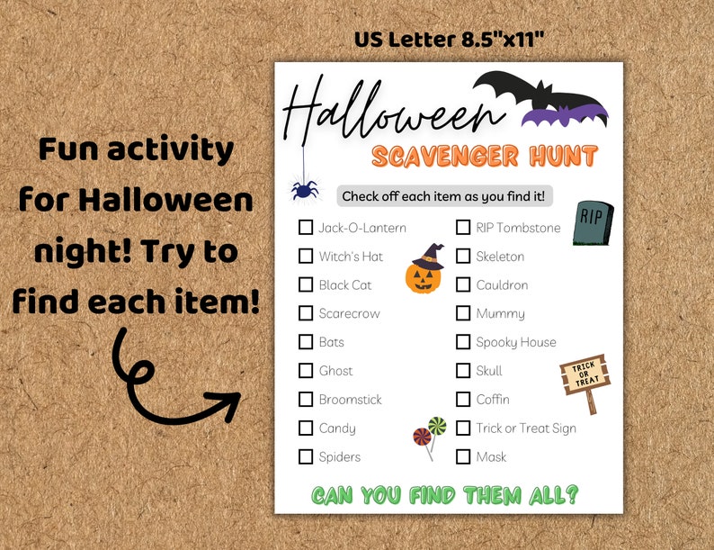 Halloween Scavenger Hunt Printable - Etsy