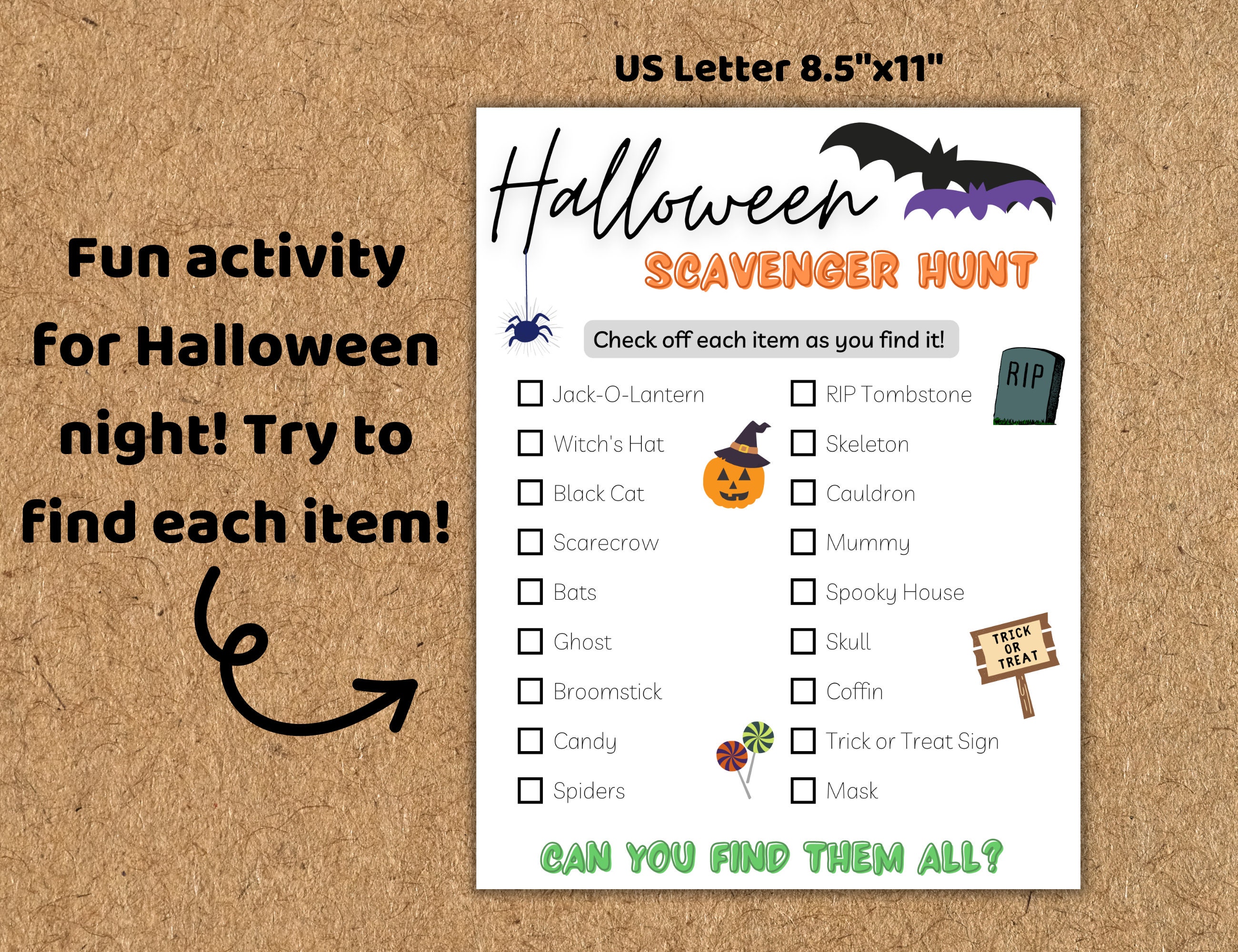 Halloween Scavenger Hunt Printable - Etsy