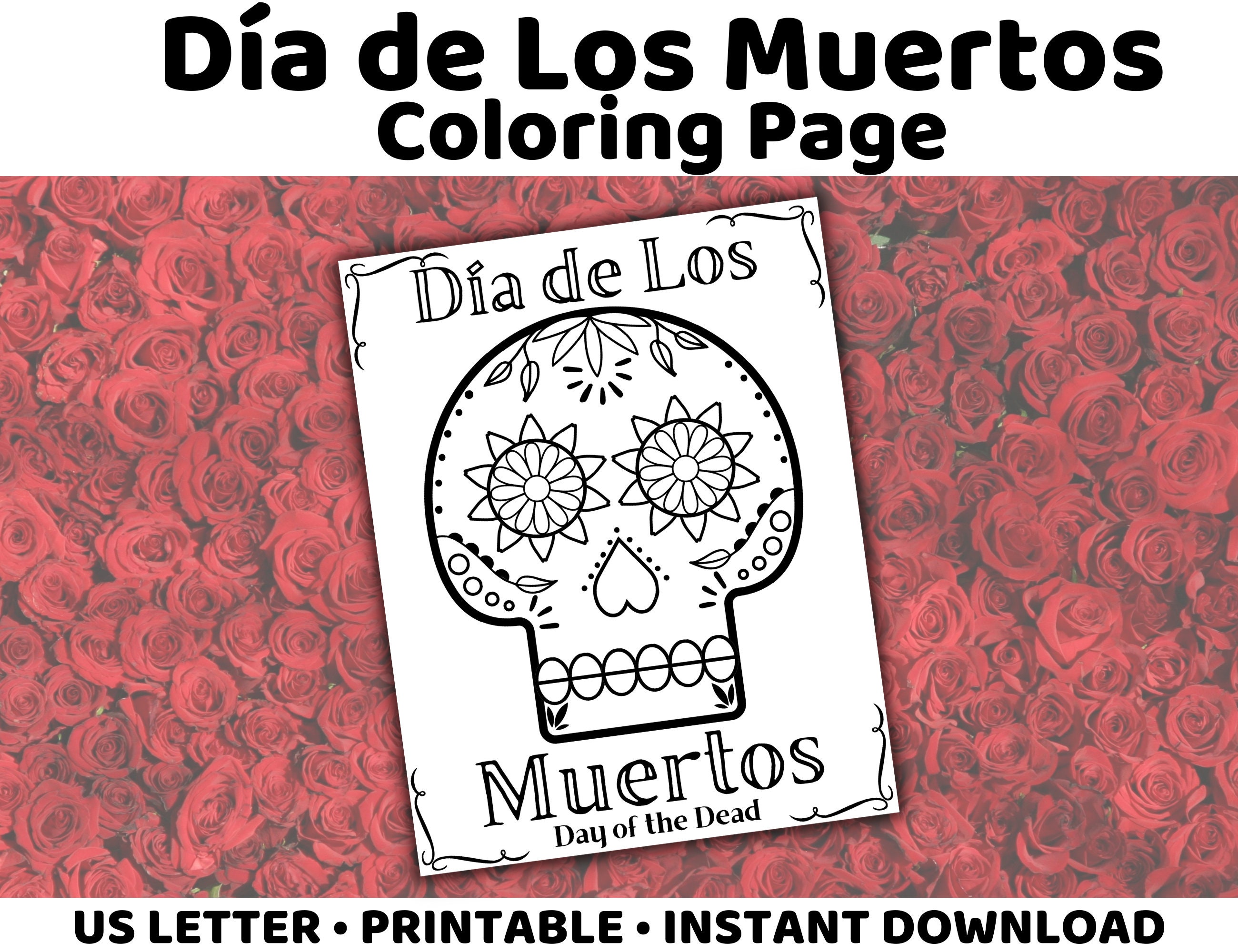 Día De Los Muertos Coloring Page / Day of the Dead Printable - Etsy
