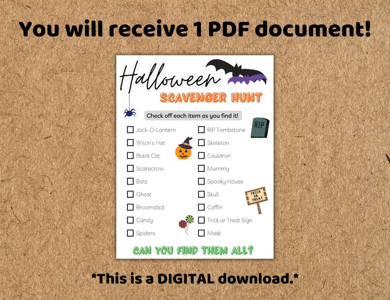 Halloween Scavenger Hunt Printable - Etsy