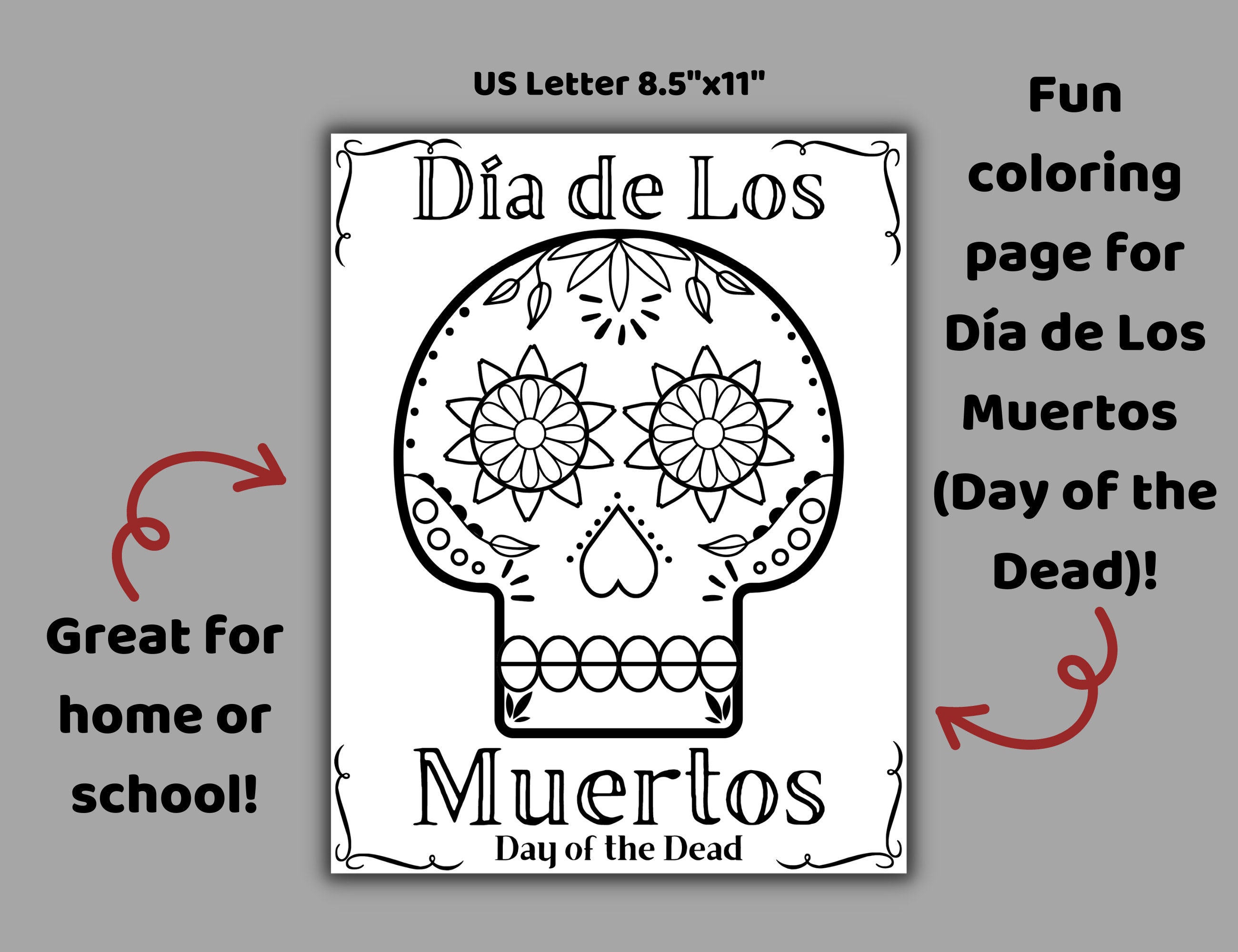 Día De Los Muertos Coloring Page / Day of the Dead Printable - Etsy