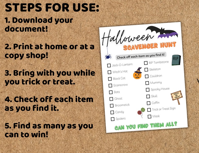 Halloween Scavenger Hunt Printable - Etsy