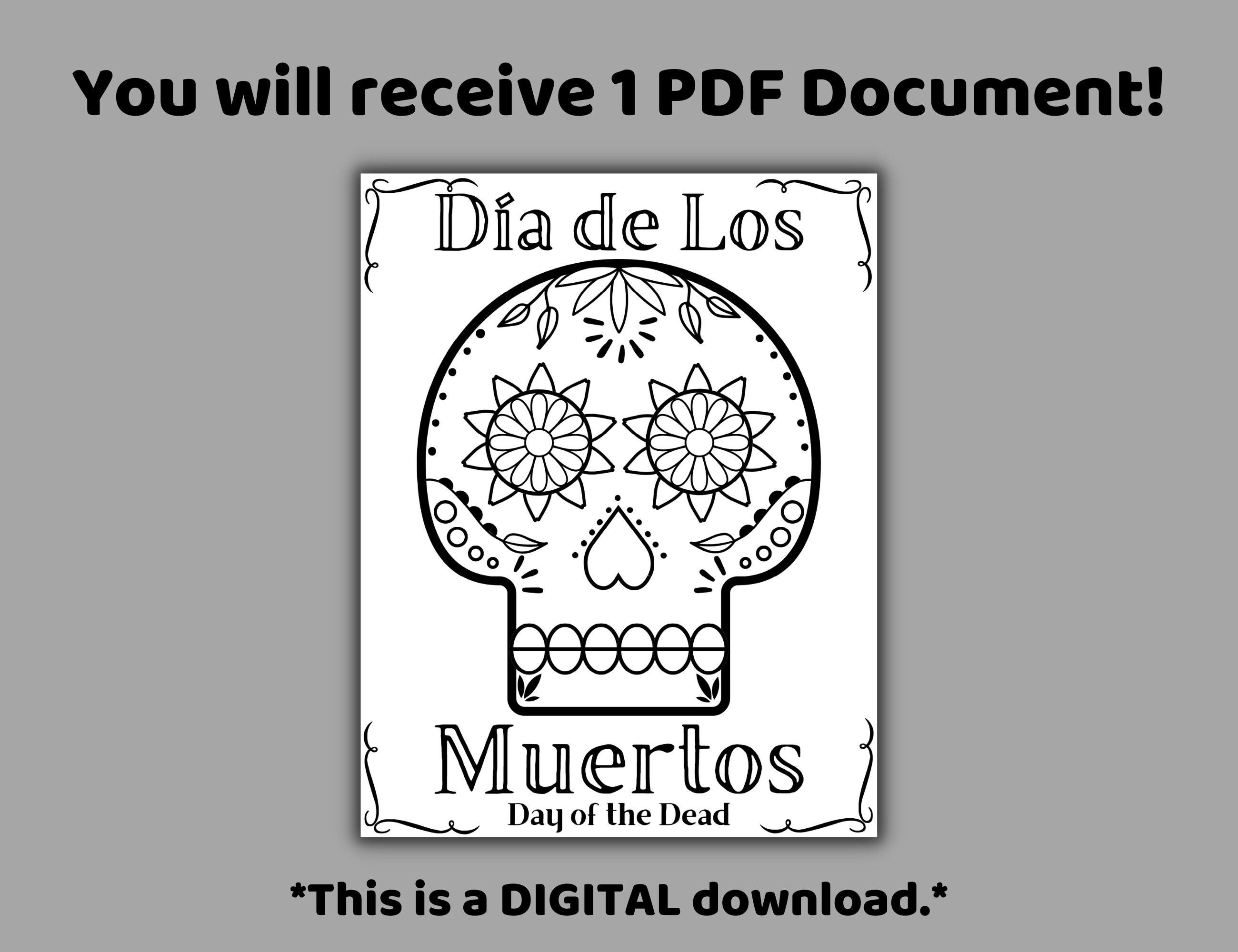 Día De Los Muertos Coloring Page / Day of the Dead Printable - Etsy