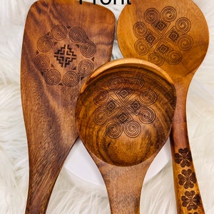 6 Piece Hmong Wooden Utensil Set - Etsy