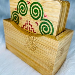 Hmong Paj Ntaub Design Bamboo Coasters - 5 Piece Set - Etsy
