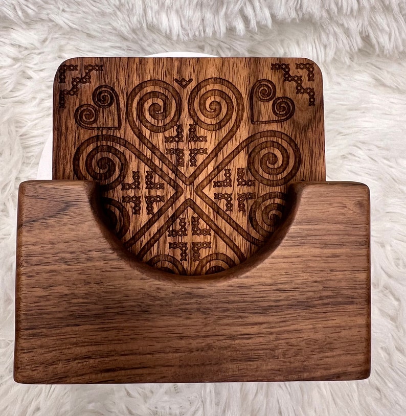 Hmong Paj Ntaub Walnut Wood Coaster - Etsy