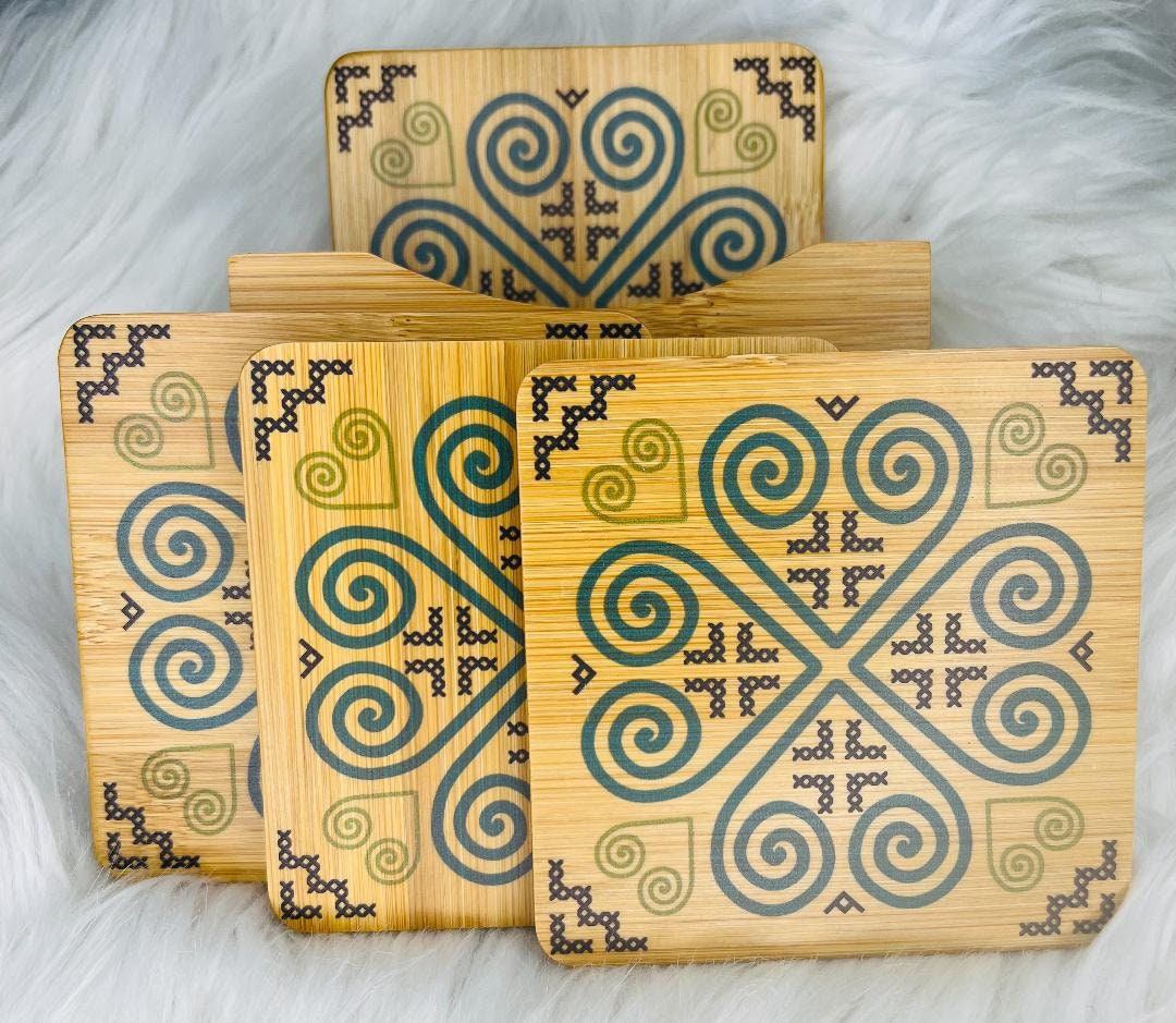 Hmong Paj Ntaub Bamboo Coasters 5 Piece Set - Etsy