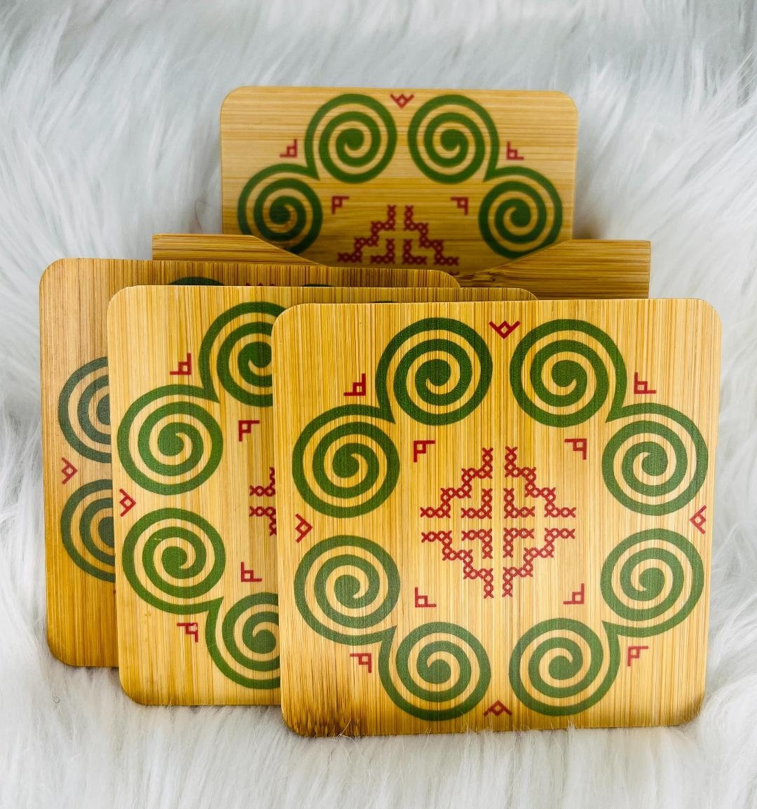 Hmong Paj Ntaub Design Bamboo Coasters - 5 Piece Set - Etsy