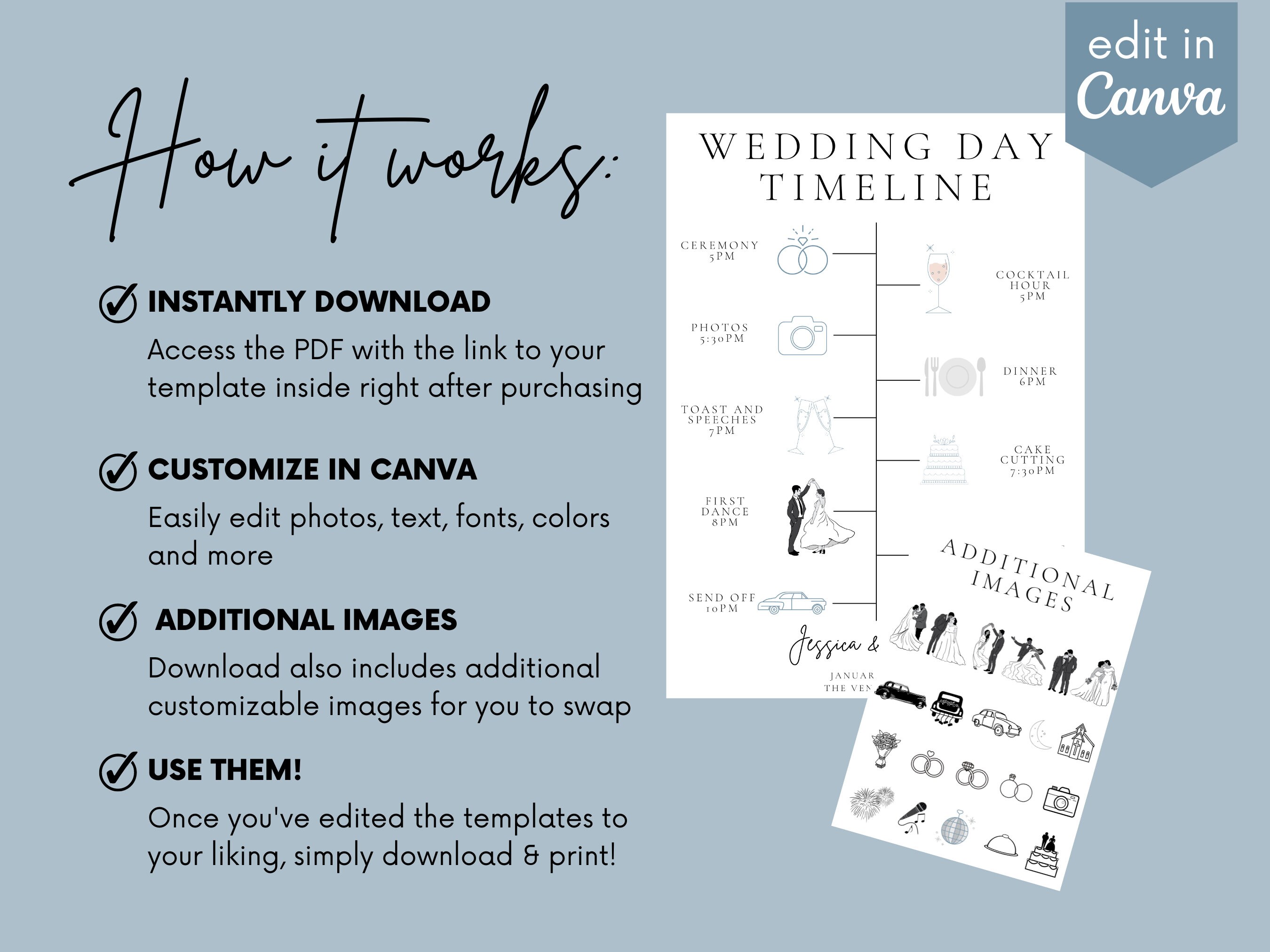 Wedding Day Timeline Template, Infographic Wedding Timeline, Wedding ...