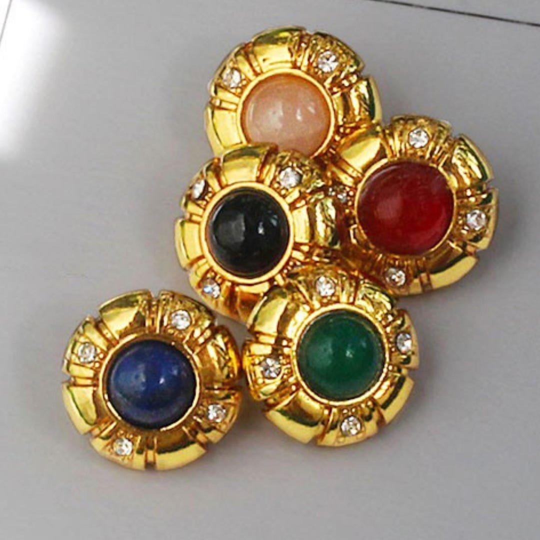 Vintage Gold Metal Rhinestone Gemstone Buttons for Coat Jacket Cardigan Dress - Etsy