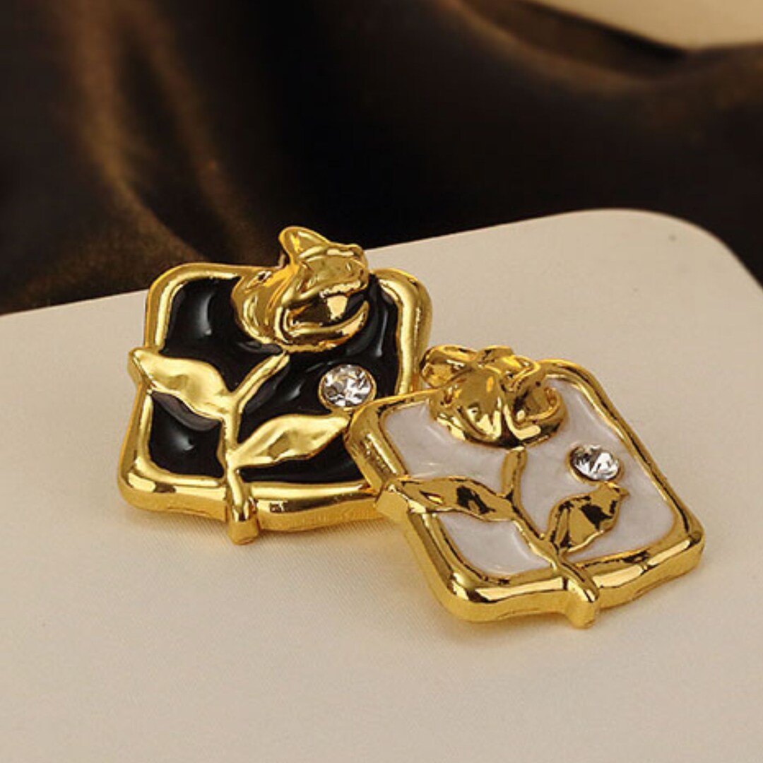 Retro Gold Rose Flower Button - Decorative Metal Shank Button(1pcs/pack ...