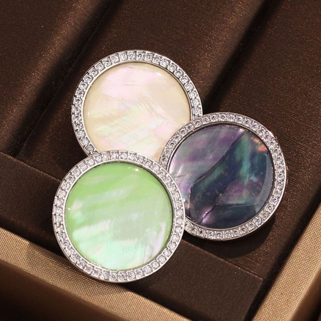 Circular Versatile Zircon Shell Buttons Diamond Buttons Unique Shank ...