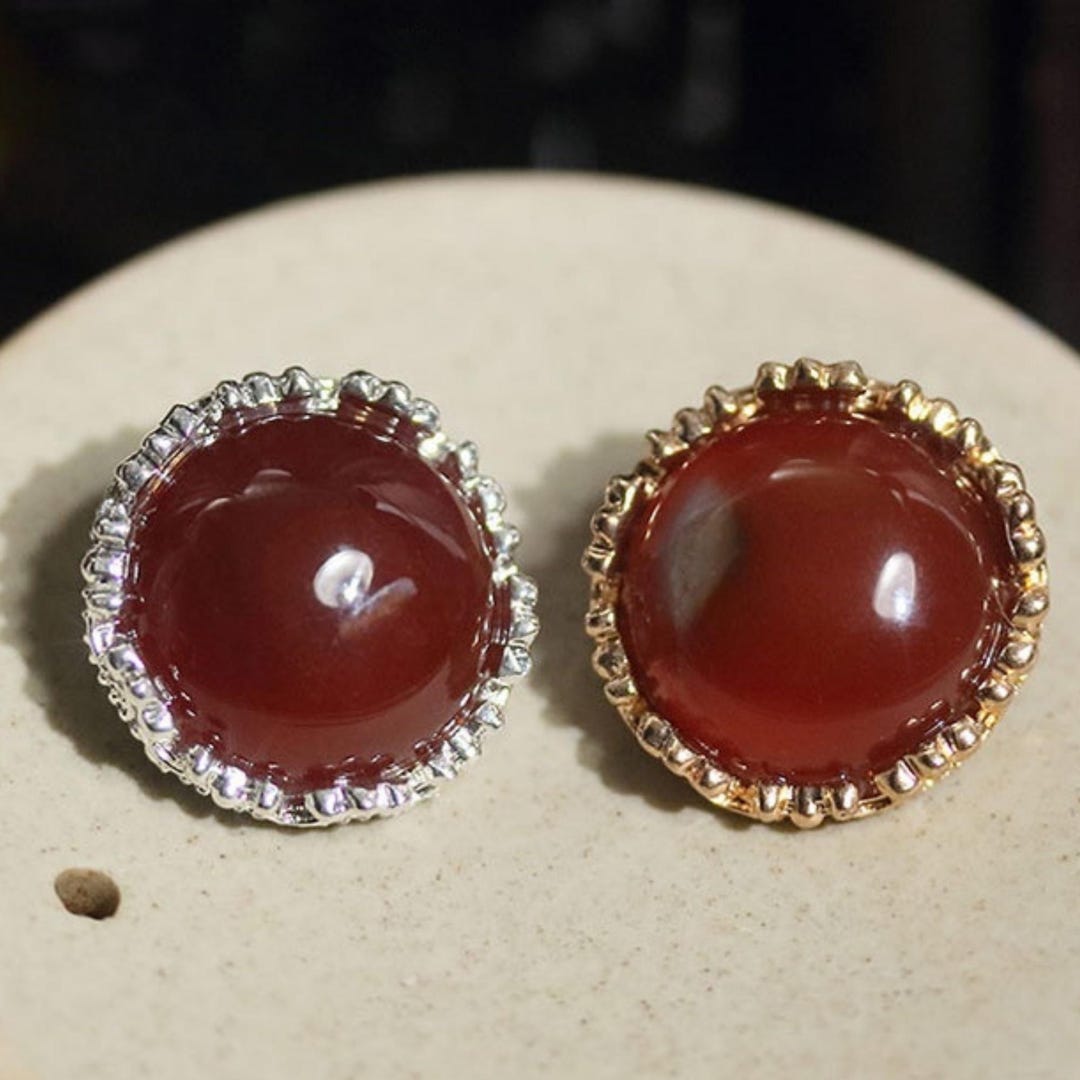 Natural Gemstone Red Agate Buttons, Timeless Elegance for Your Creation ...