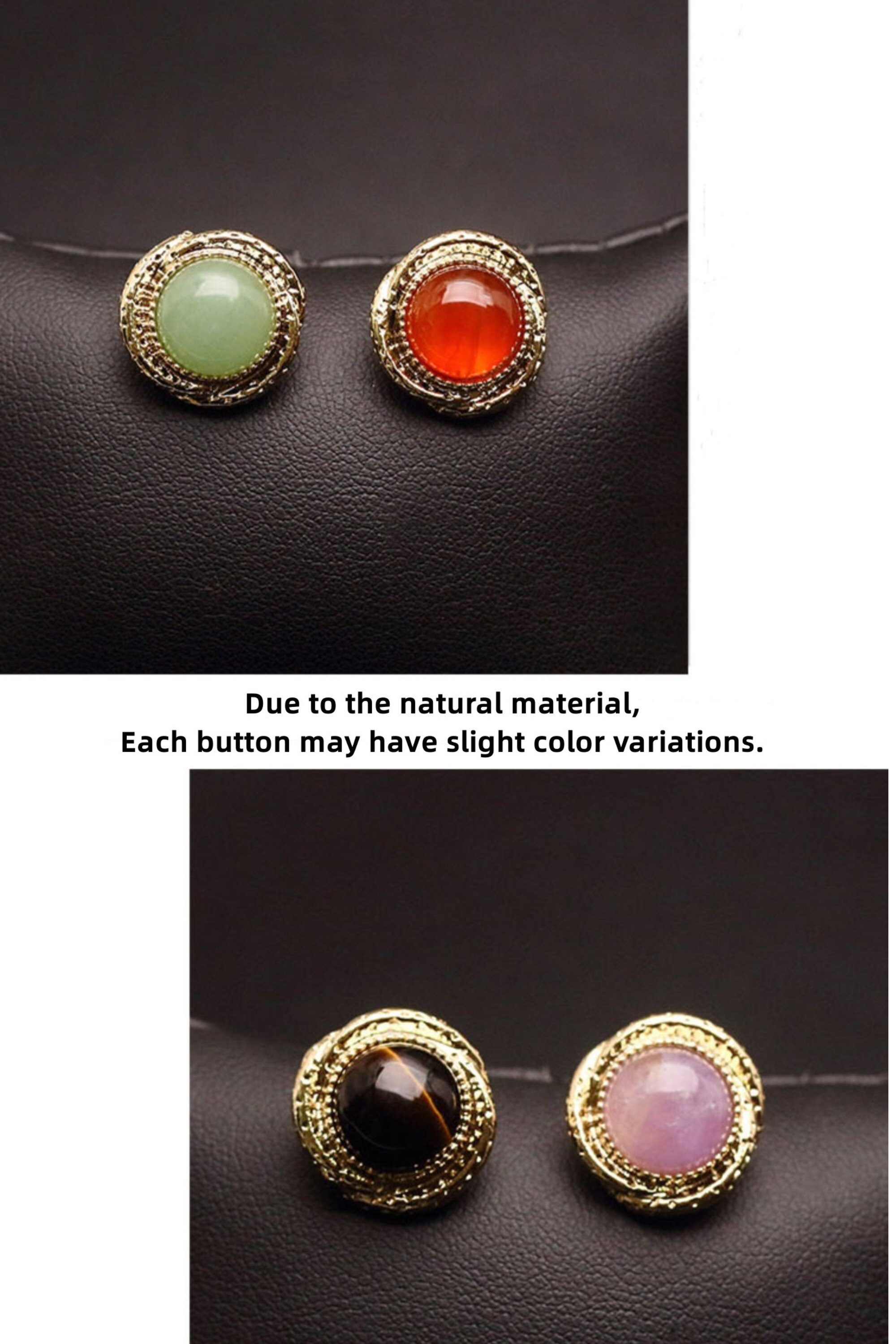 Natural Gemstone Vintage Buttons Unique Semi-precious Stone Decorative ...