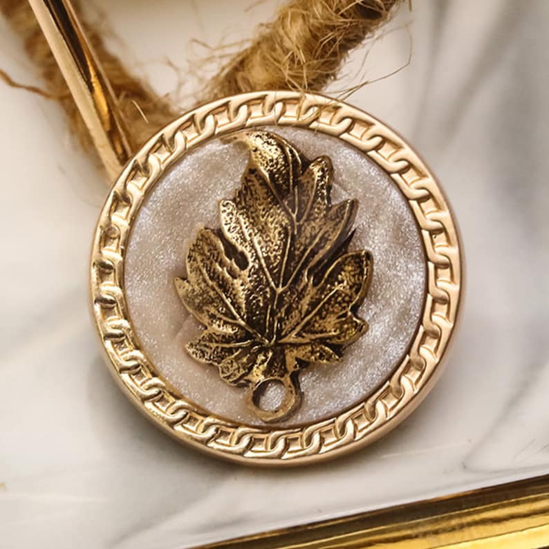 Gold Shank Buttons Large Leaf-shaped Buttons Metal Handmade Buttons ...