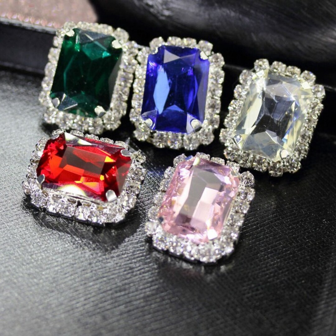 Luxurious Square Rhinestone Buttons, Colorful Crystal Buttons ...
