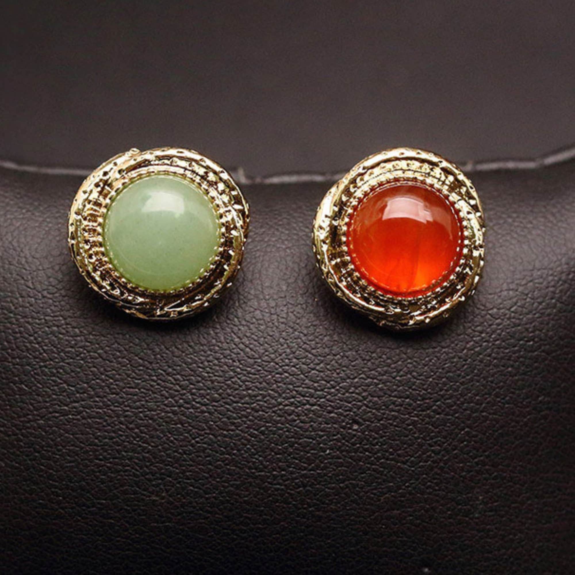 Natural Gemstone Vintage Buttons Unique Semi-precious Stone Decorative ...