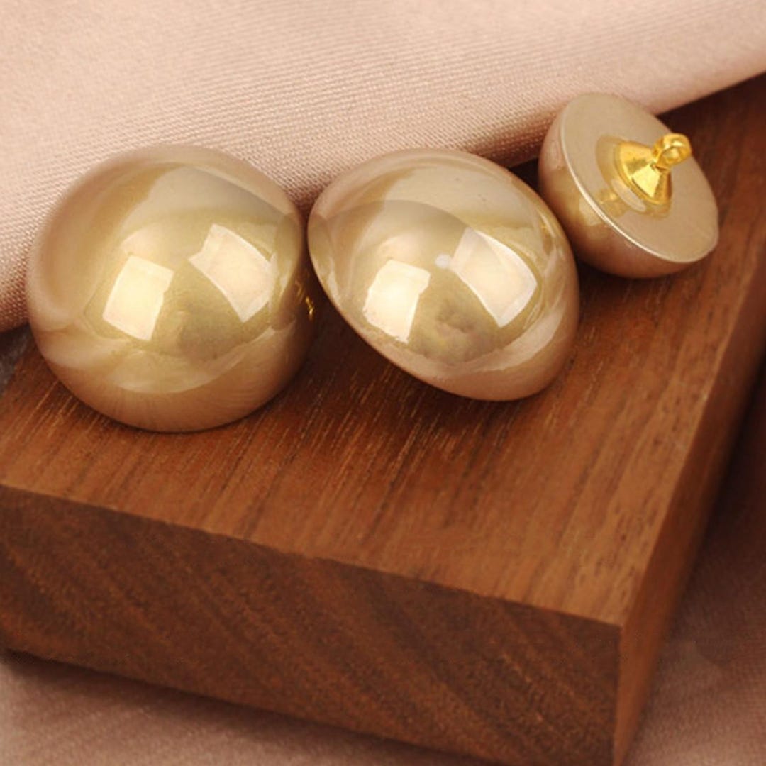 Retro Dusk Champagne Half-round Buttons High-gloss ABS Buttons(5pcs ...