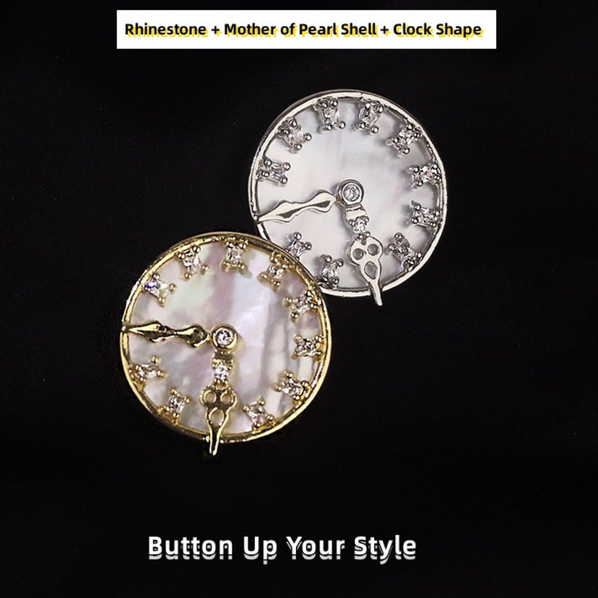 Unique Clock-shaped Rhinestone Buttons Handmade Creative Mother of ...