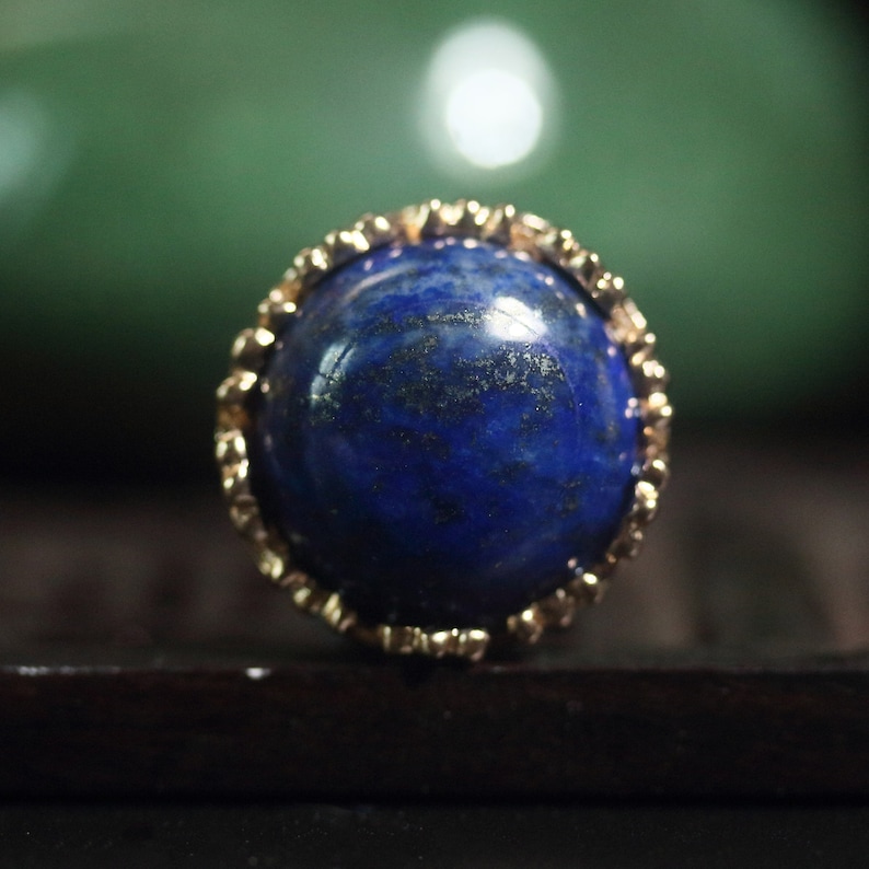 Vintage Lapis Lazuli Metal Buttons Blue Gemstone Buttons Unique Handmade Decorative Shank ...