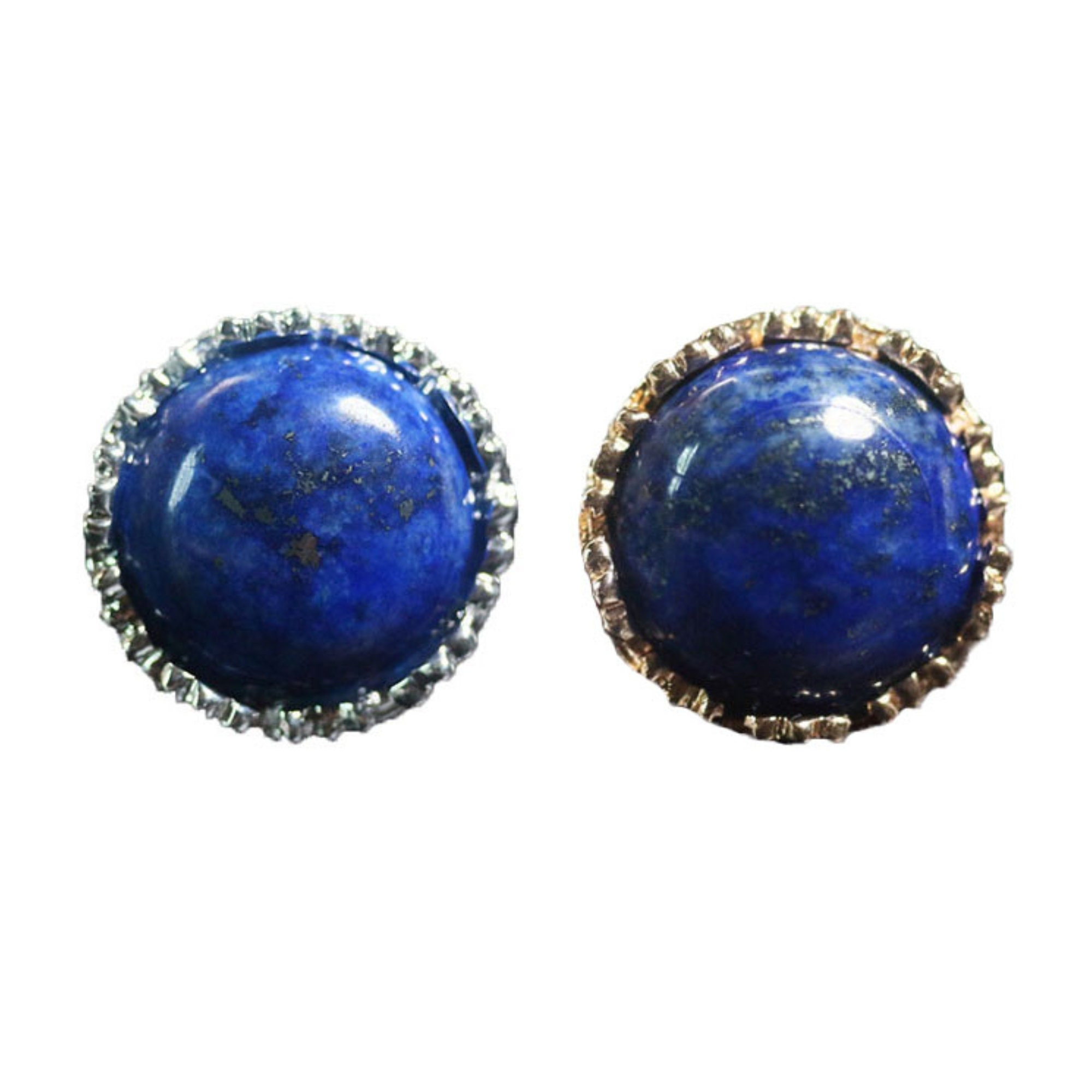 Vintage Lapis Lazuli Metal Buttons Blue Gemstone Buttons Unique Handmade Decorative Shank ...