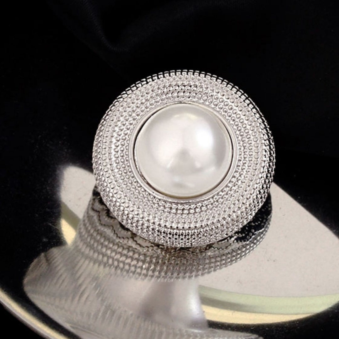 Silver-tone Copper Pearl Shank Buttons Handmade Decorative Vintage ...