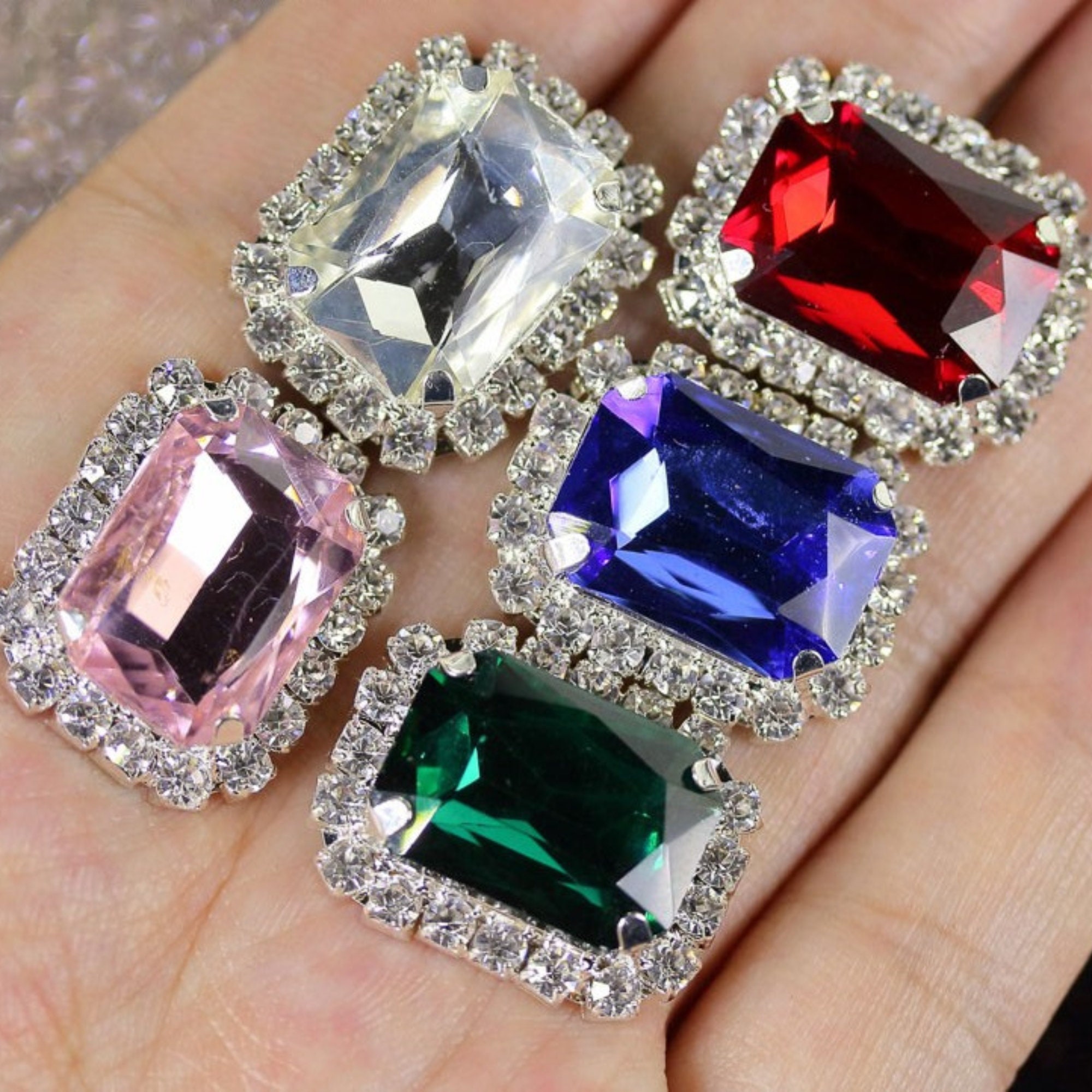 Luxurious Square Rhinestone Buttons, Colorful Crystal Buttons ...